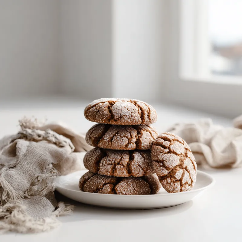 Festive Gingerbread Crinkle Cookies - Ready in 22 minute